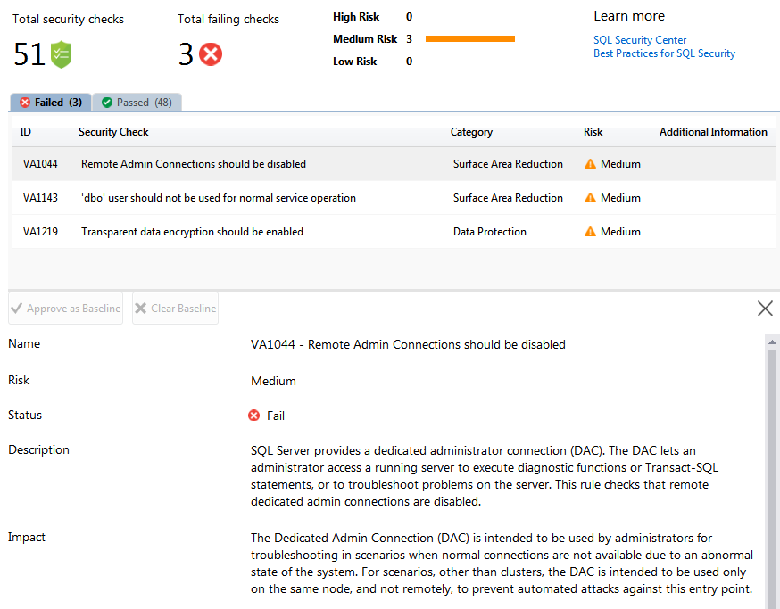 Vulnerability Assessment recommends disabling Remote Admin Connections - SQL Server Science